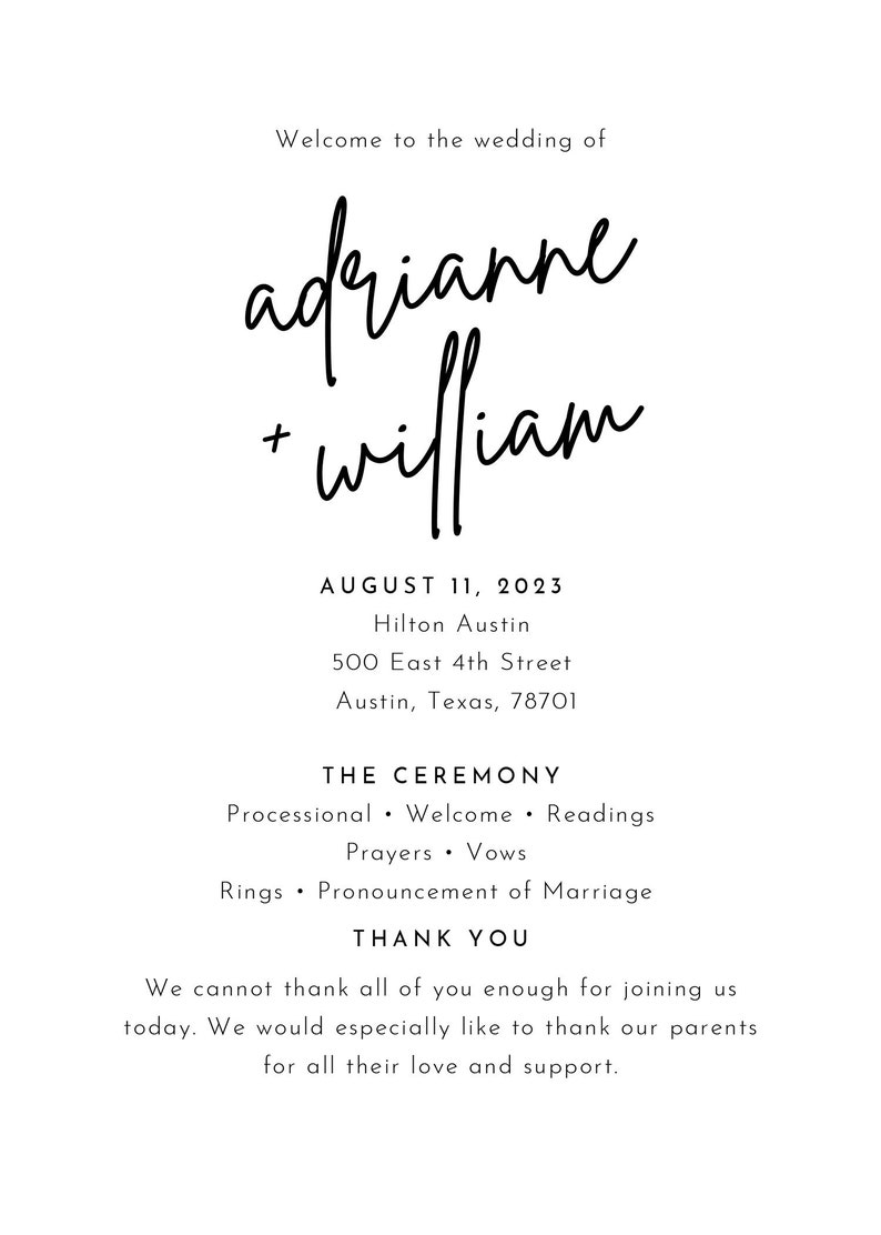 Custom Personalized Ceremony Programs Assembled Wedding - Etsy