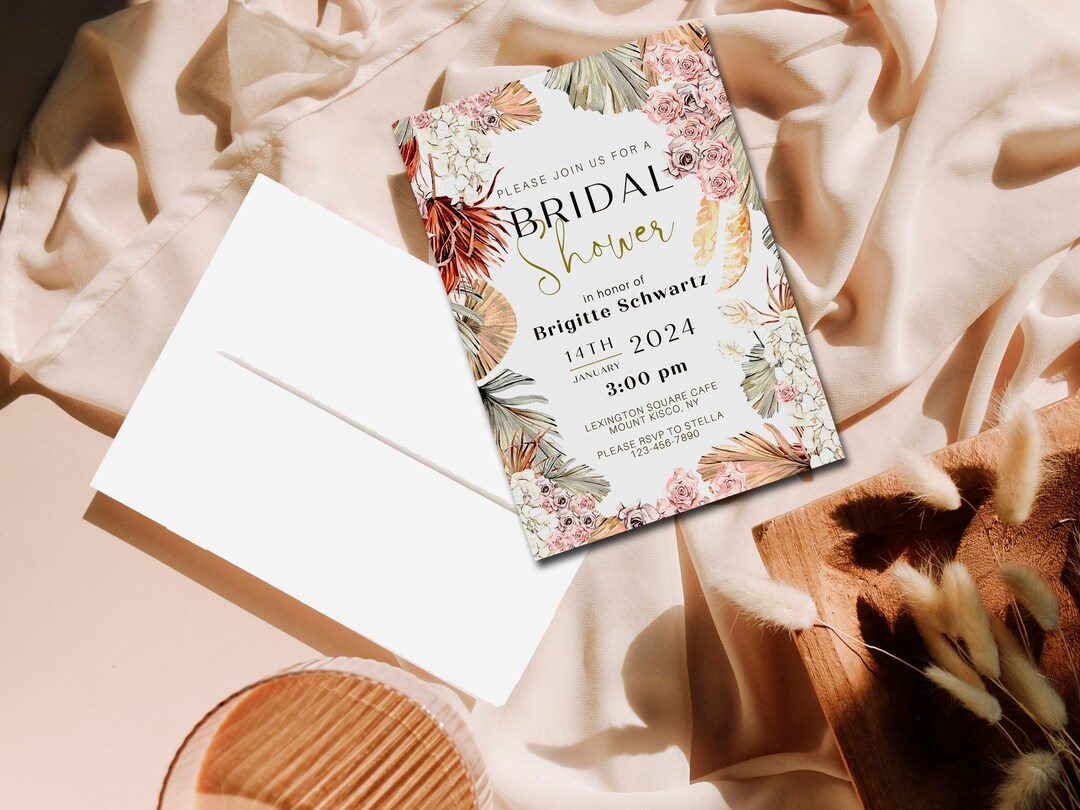 BOHO Bridal Shower Invitation Printed, Wedding Shower Invitation, Boho ...
