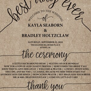 Best Day Ever Wedding Programs, Ceremony Program, Order of Ceremony ...