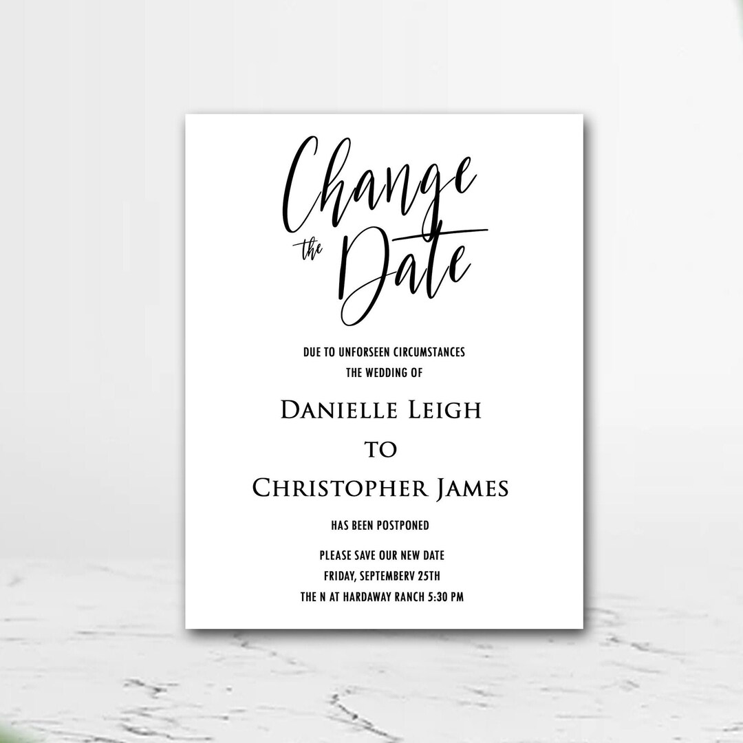 Change the Date Card Change the Date Card Change Our Date Wedding Date ...