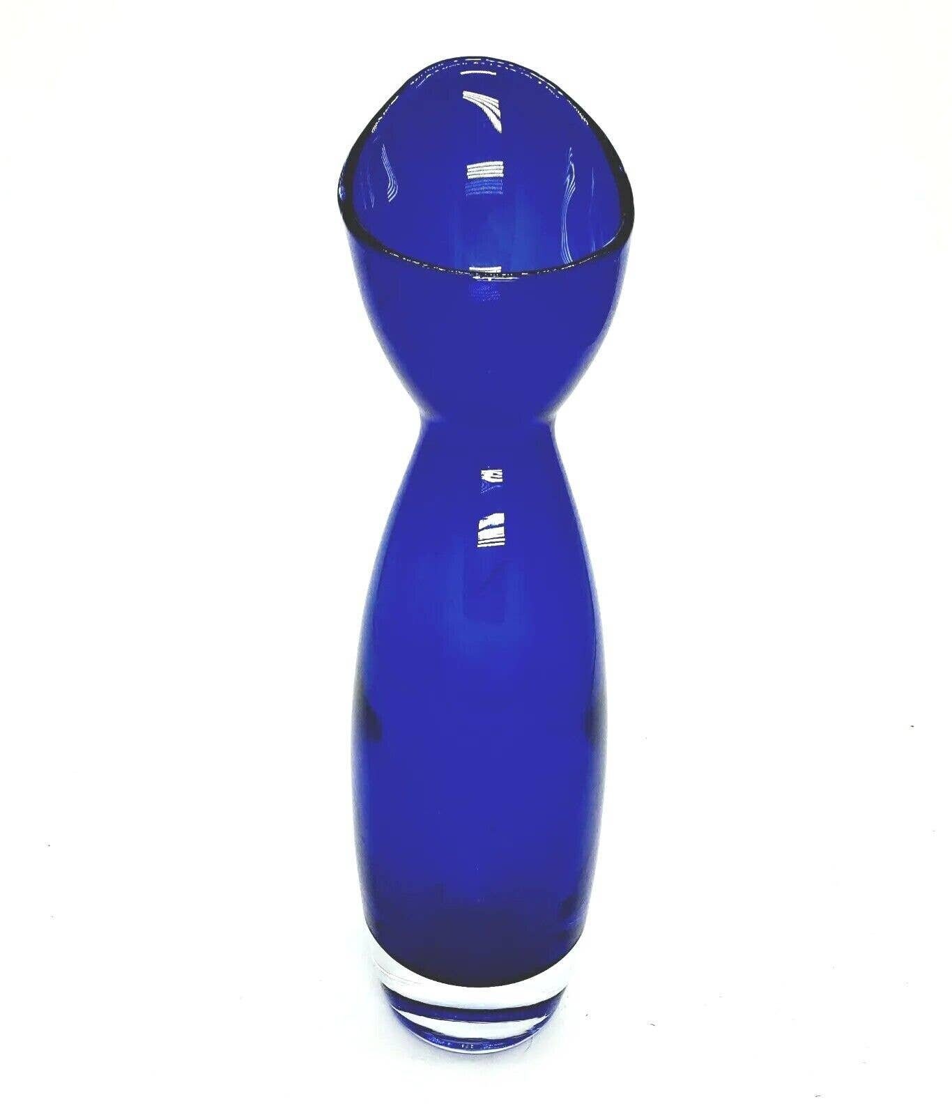 Littala Scandinavian Cobalt Blue Art Glass Vase Finland Nordic Sommerso ...
