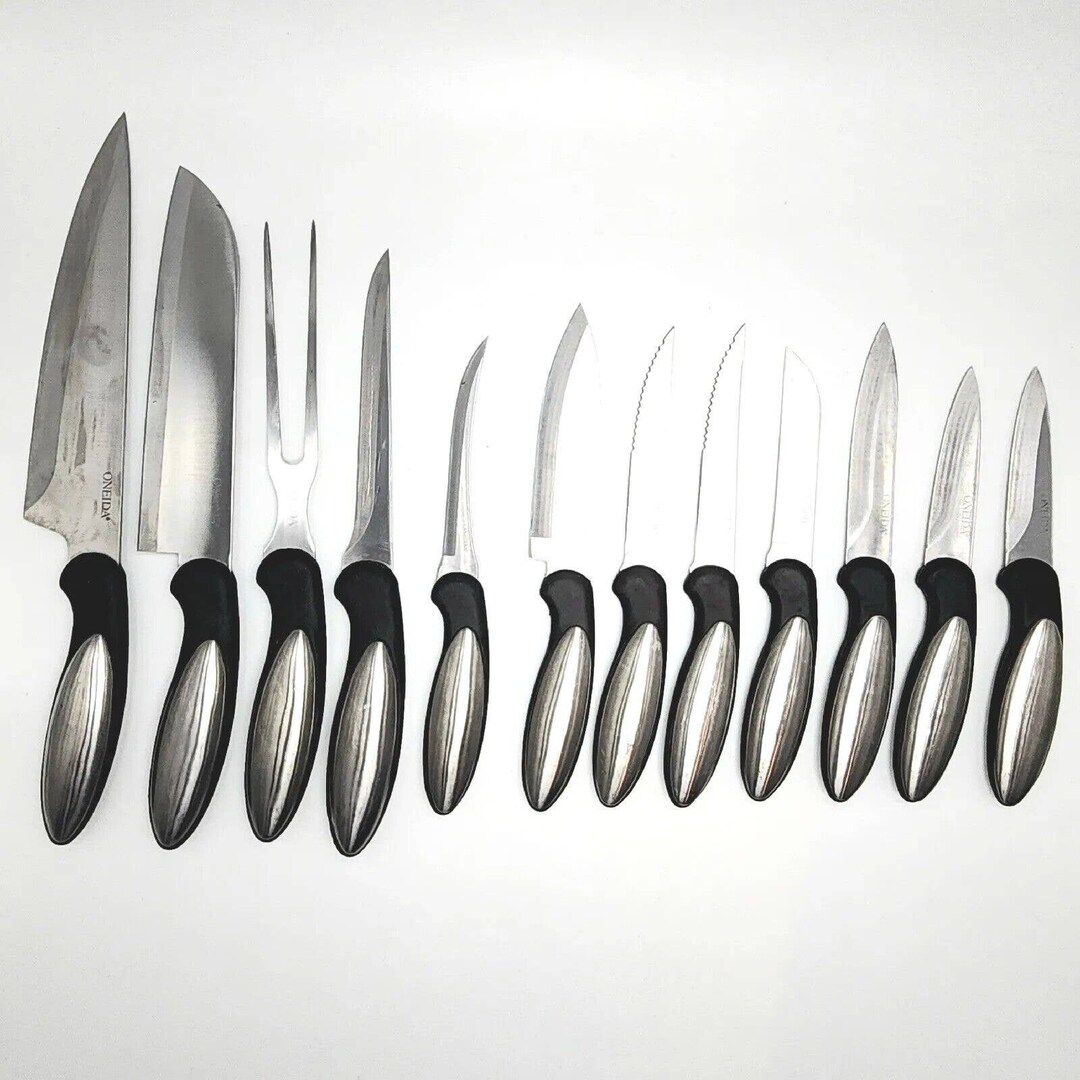 Vintage Oneida Contoura 12 Pc. Cutlery Knife Set High-carbon Stainless ...