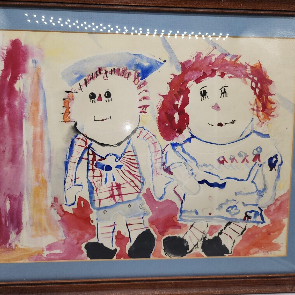 Vintage Raggedy Ann & Andy Original Watercolor Painting by Child Artist ...