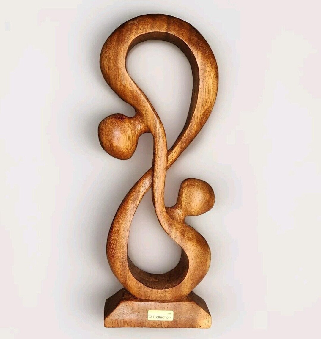 Hold Me Tight Hand Carved Wooden Abstract Sculpture Statue Gift Art ...