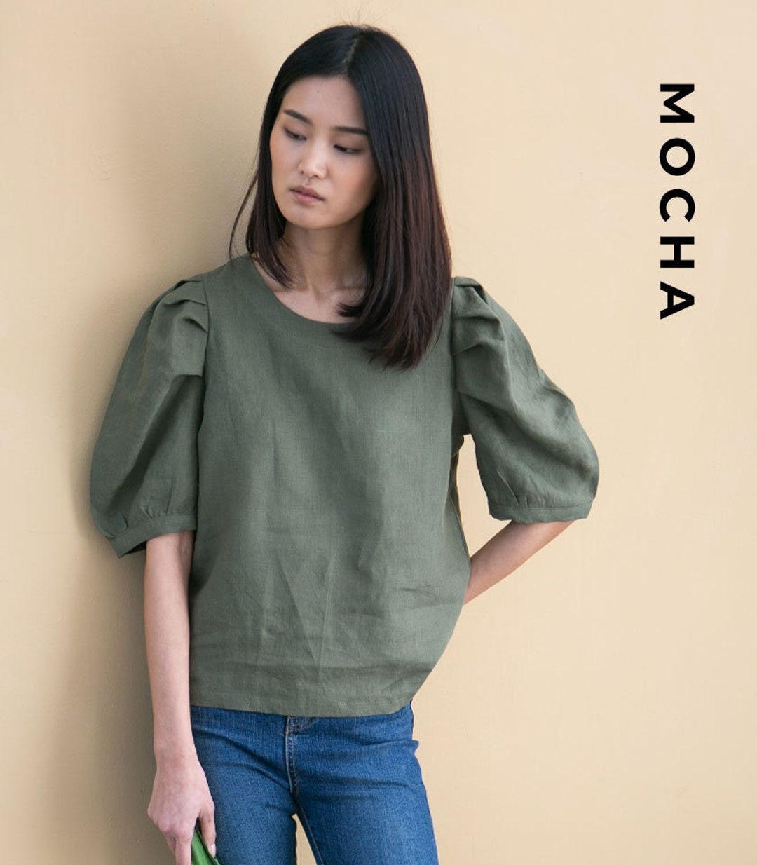 MOCHA Clay Puff Sleeve Blouse PDF Sewing Pattern - 4 Kinds of Paper(a4 ...