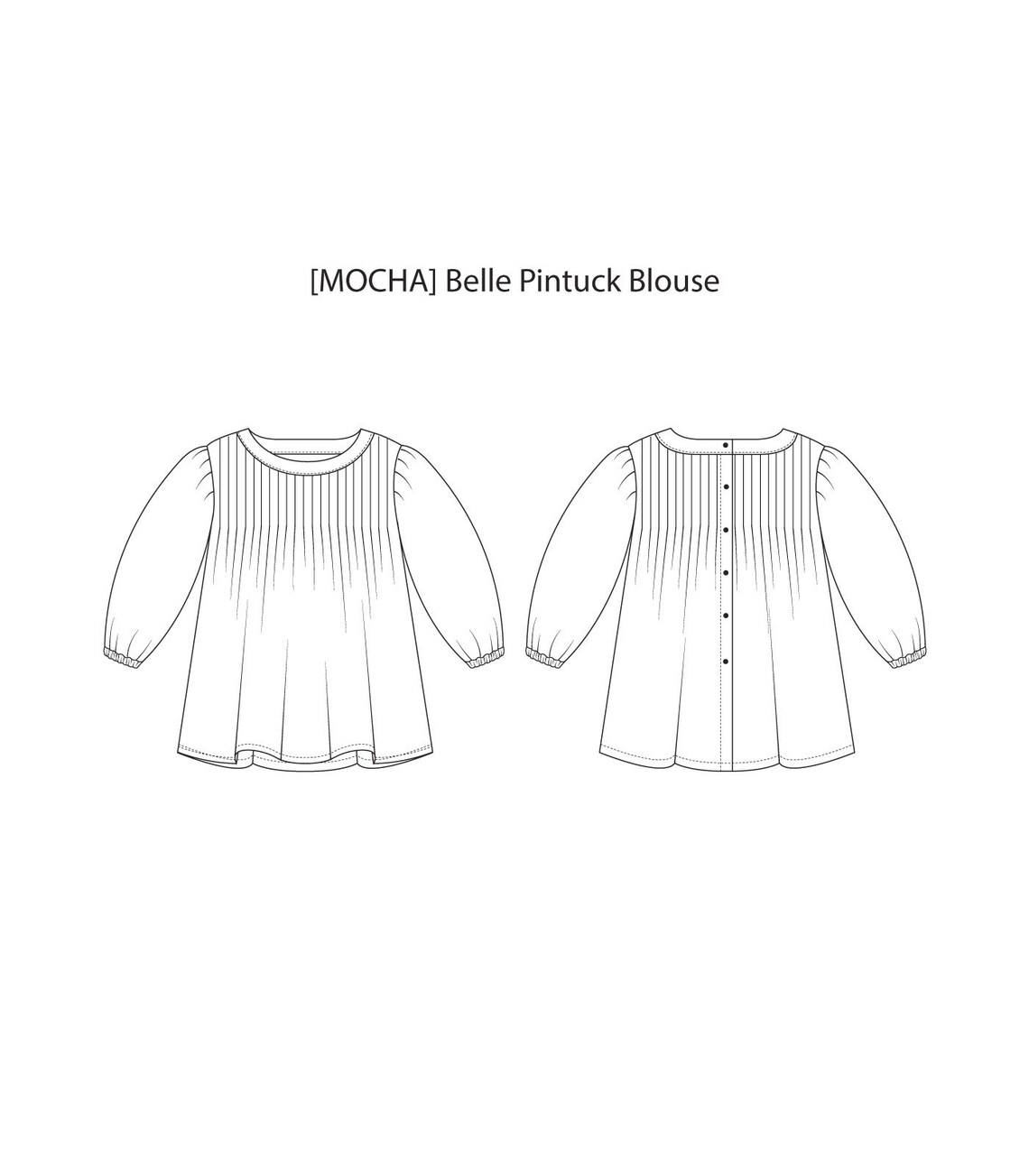 Belle Pintuck Blouse PDF Sewing Pattern - 4 Kinds of Paper (A4, US ...