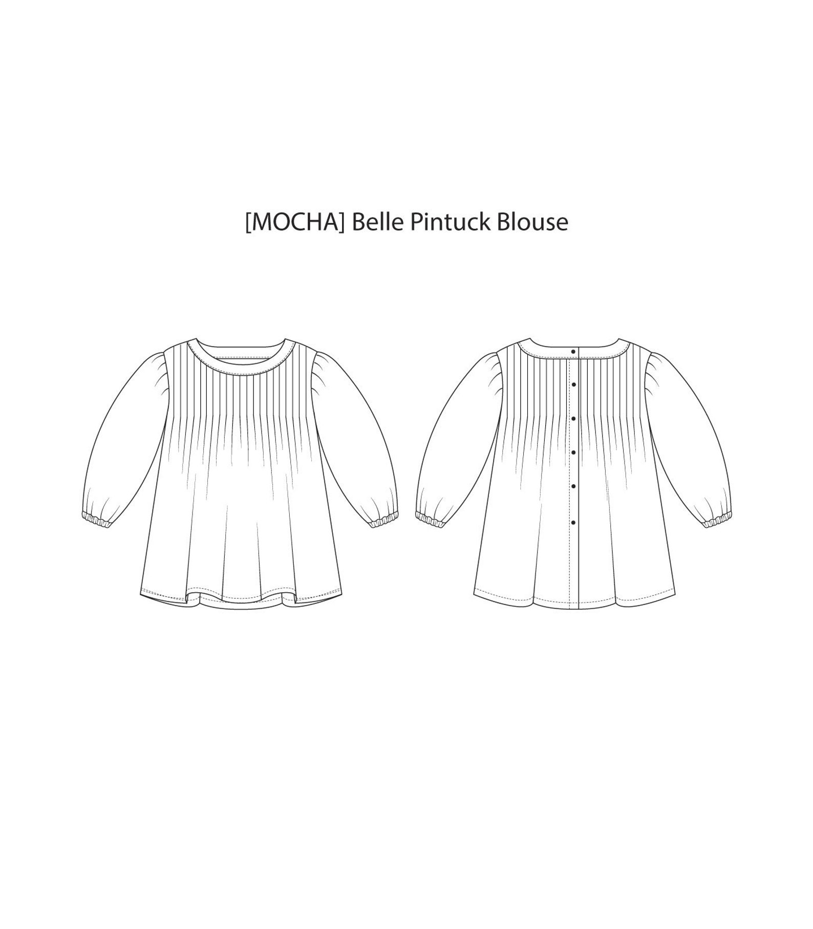Belle Pintuck Blouse PDF Sewing Pattern - 4 Kinds of Paper (A4, US ...