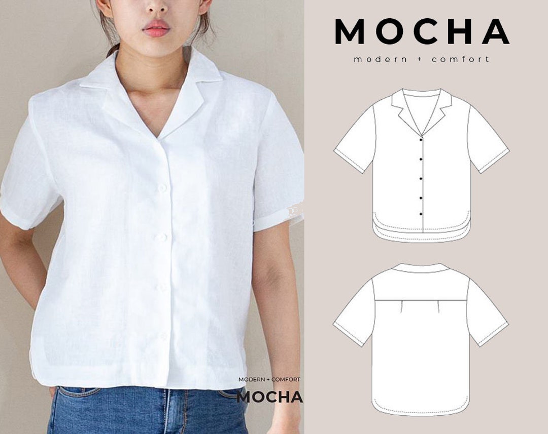 MOCHA Notched Collar Shirt PDF Sewing Pattern (2 Styles) - 4 Kinds of ...