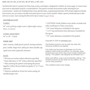 3 Styles Mina Kid's Apron PDF Sewing Pattern (4 Sizes) - Etsy
