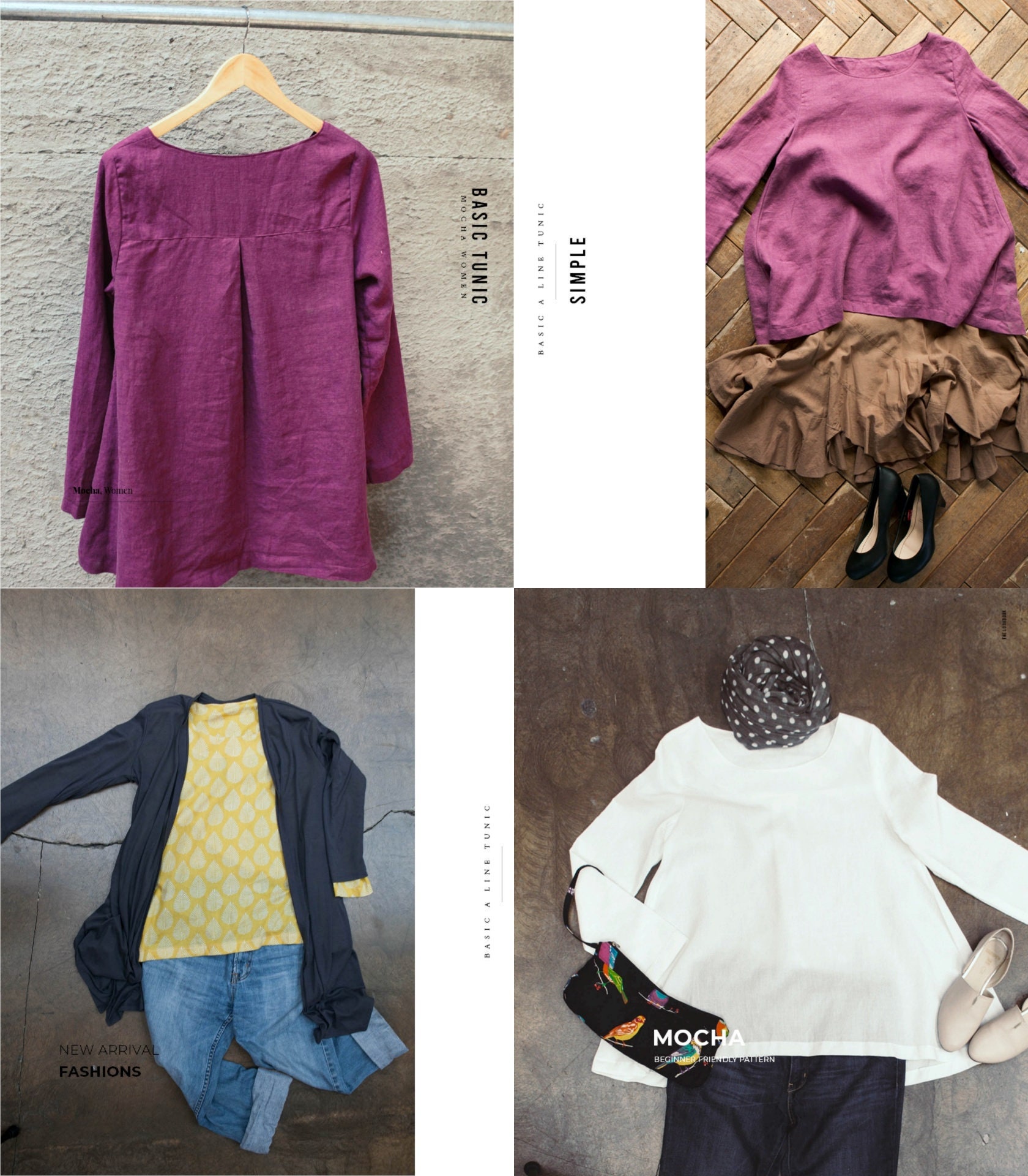 MOCHA Basic A-line Tunic PDF Sewing Pattern - Large Paper Printshop ...