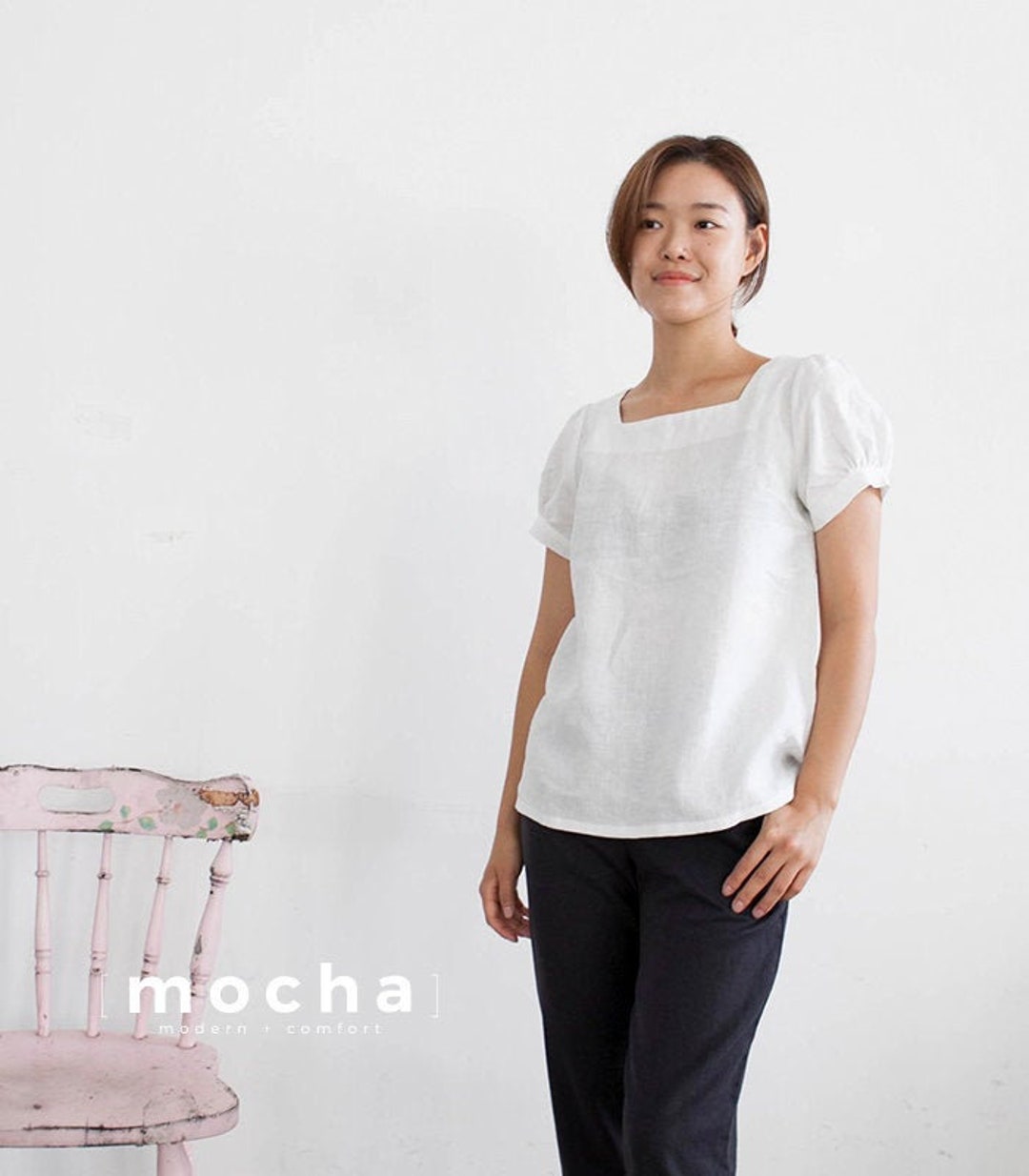 Oliwia Square Neck Blouse PDF Sewing Pattern - 4 Kinds of Paper(a4, US ...