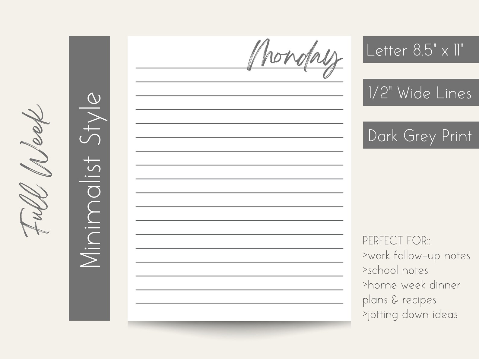 Simple Weekly Note Pages to Do Checklist Daily PDF File - Etsy