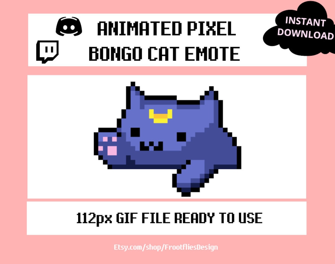 ANIMATED Bongo Cat Anime Moon Kitty Kawaii Twitch + Discord Lofi Pixel ...