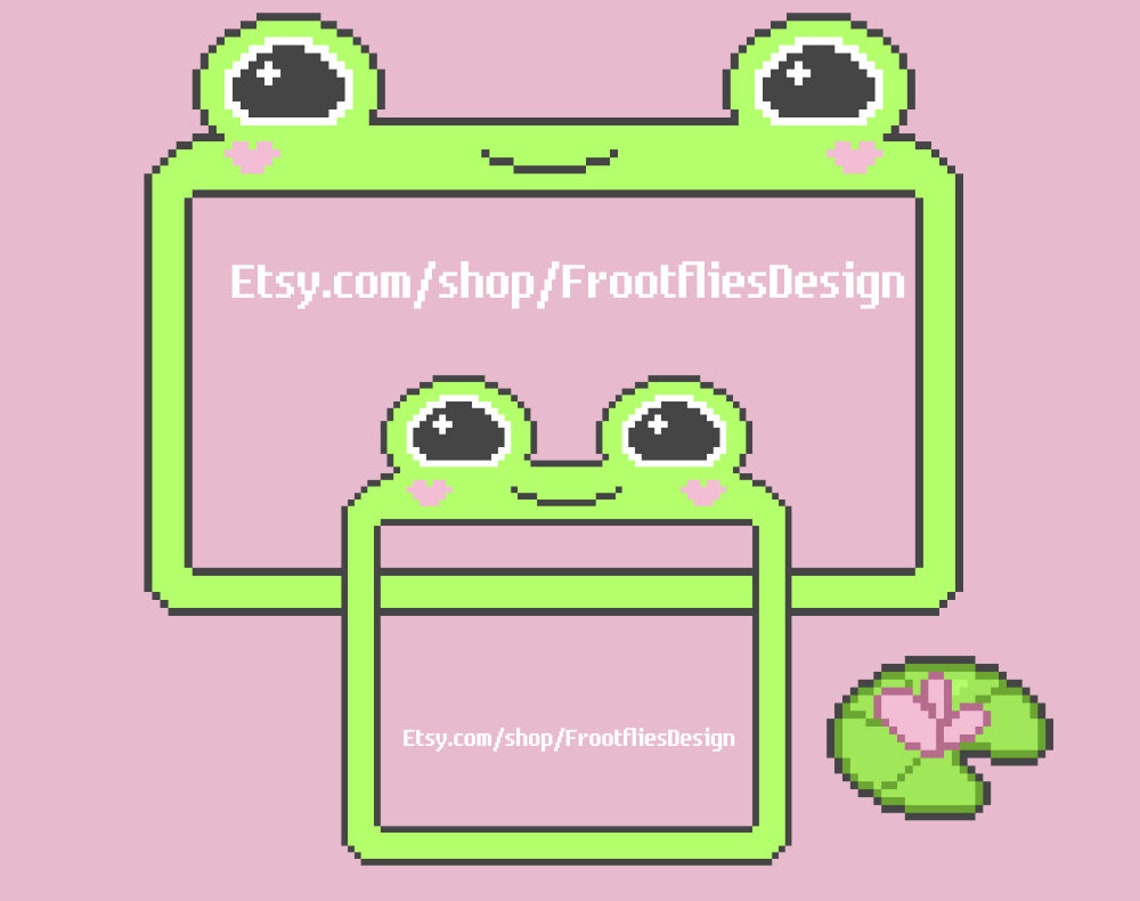 ANIMATED Twitch Frog Kawaii Froggy Pixel Art Webcam Frame Custom Gaming ...