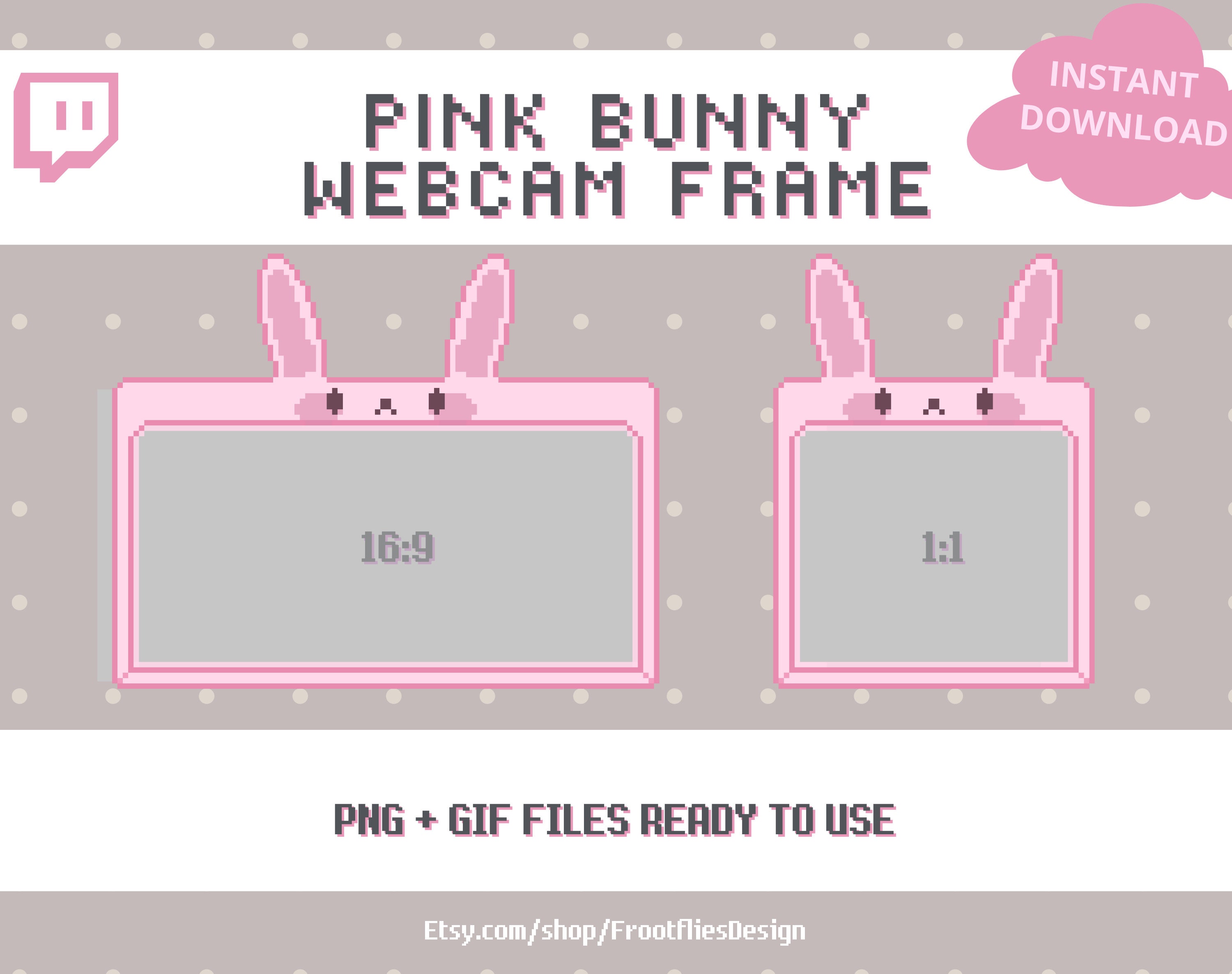 Twitch Kawaii Pixel Art Webcam Frame Custom Pink Bunny Cute Anime Lofi ...