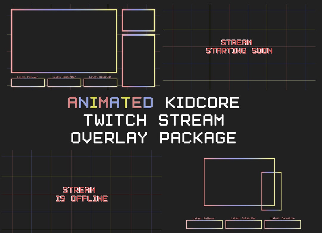RGB Neon Kidcore Twitch Overlay Package ANIMATED [CUSTOMIZEABLE] - Etsy