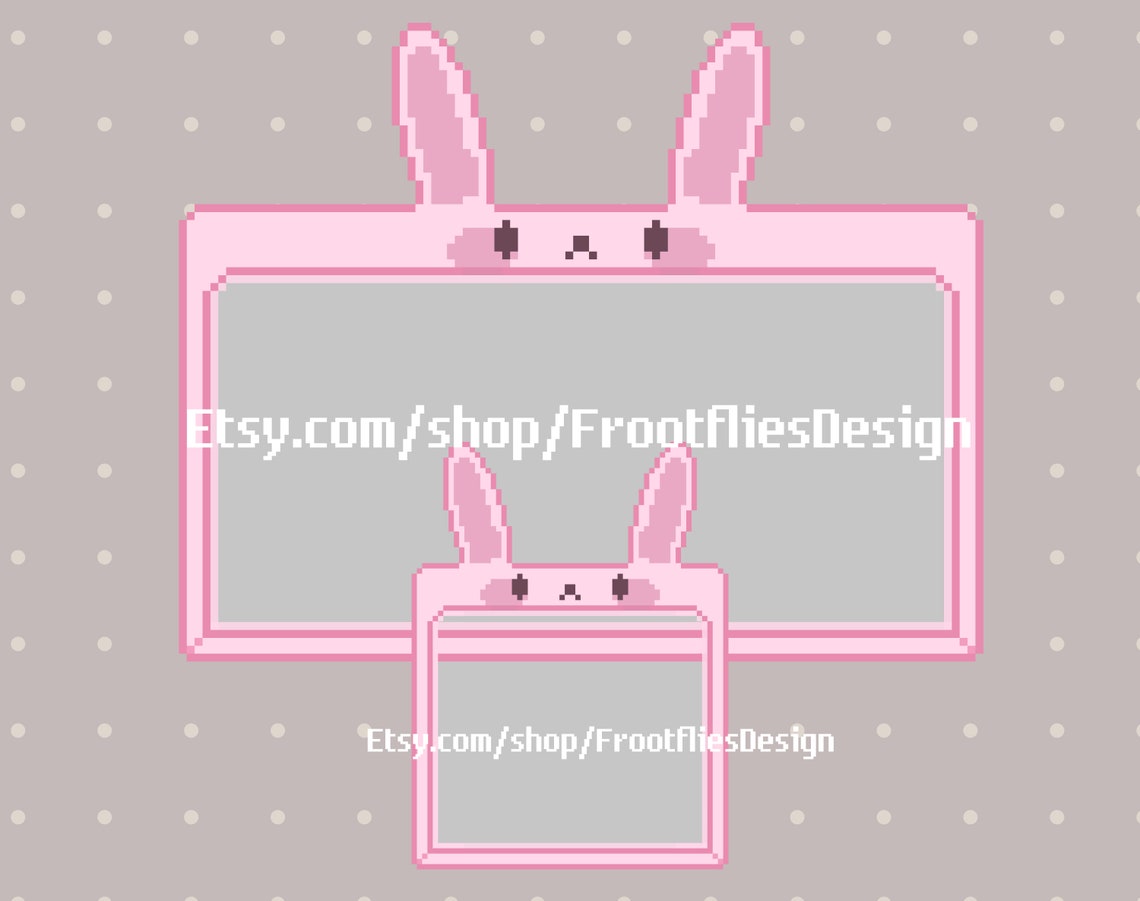Twitch Kawaii Pixel Art Webcam Frame Custom Pink Bunny Cute Anime Lofi ...