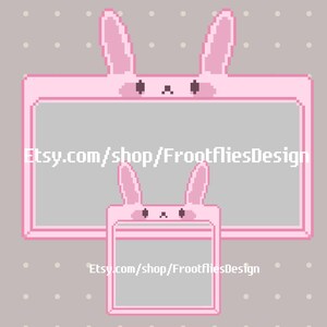 Twitch Kawaii Pixel Art Webcam Frame | Custom Pink Bunny | Cute Anime ...