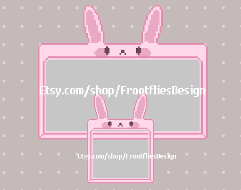 Twitch Kawaii Pixel Art Webcam Frame Custom Pink Bunny Cute Anime Lofi ...