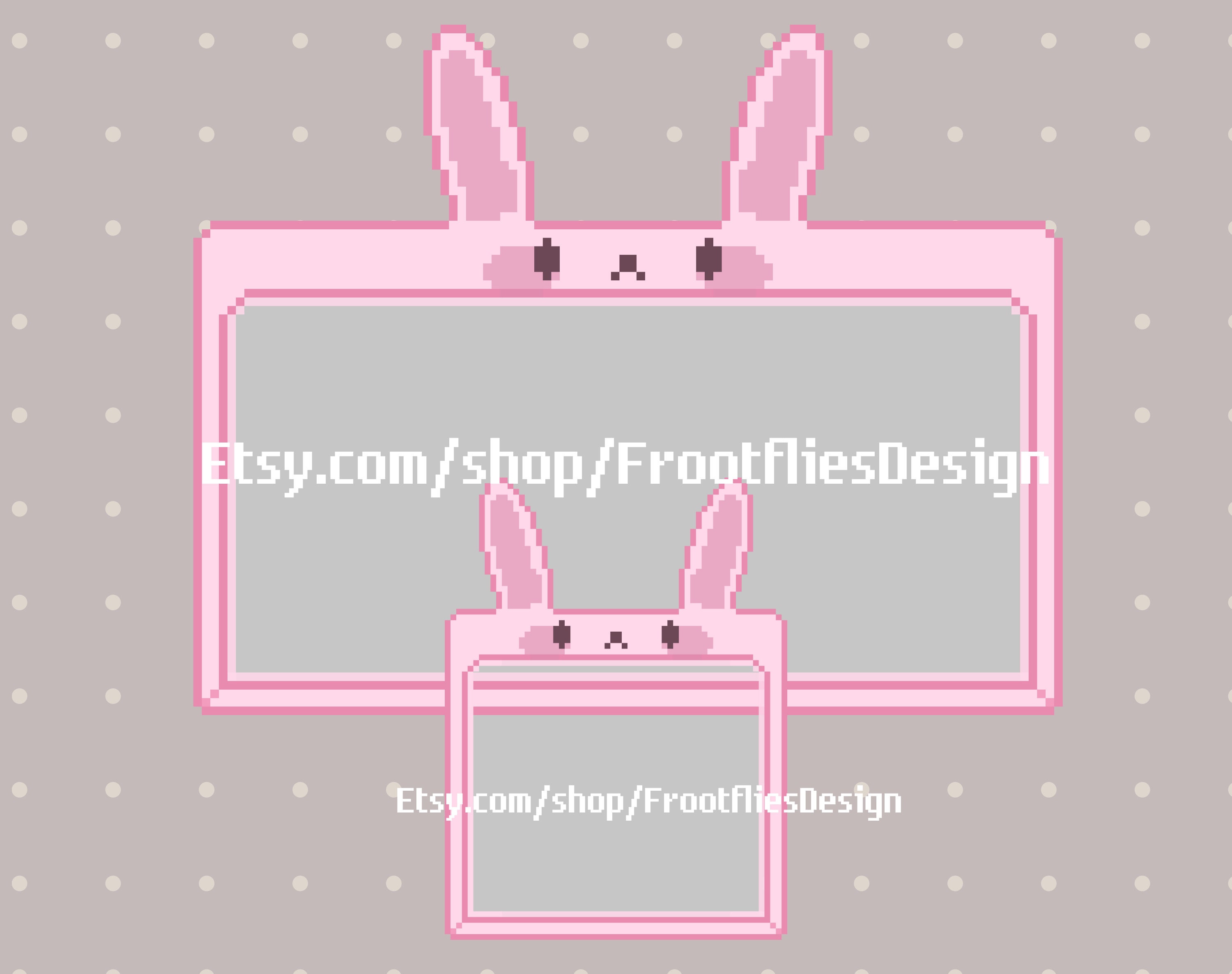 Twitch Kawaii Pixel Art Webcam Frame | Custom Pink Bunny | Cute Anime ...