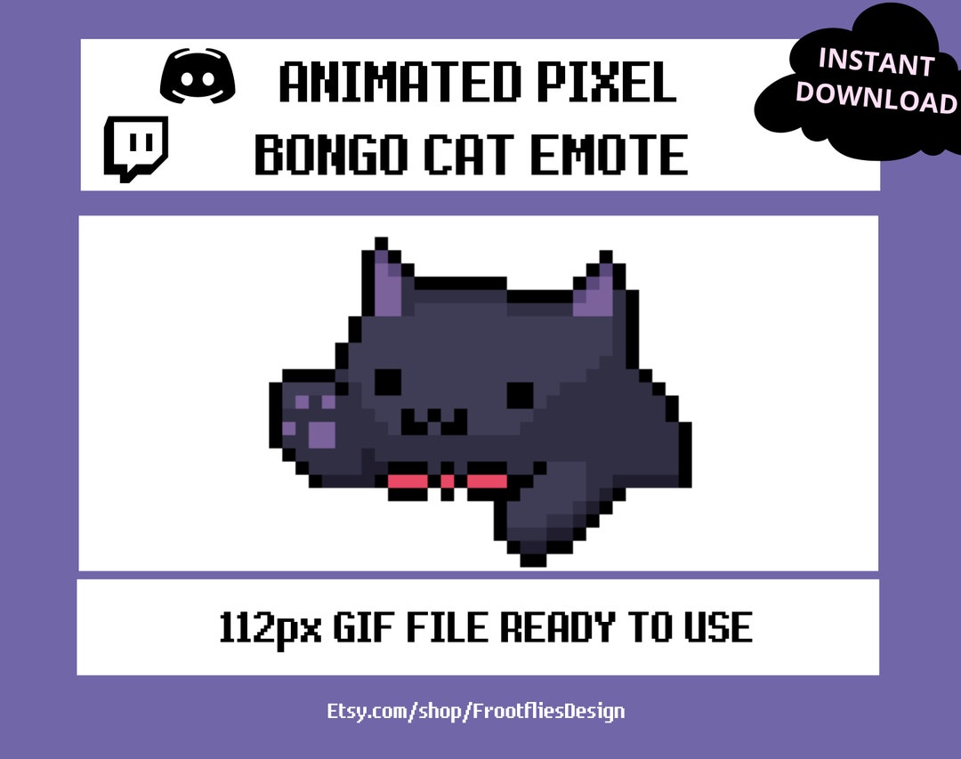 ANIMATED Bongo Cat Anime Black Witch Kitty Anime Kawaii Twitch ...