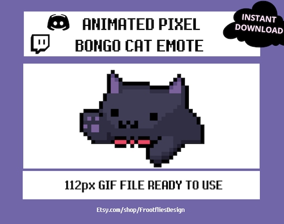 ANIMATED Bongo Cat Anime Black Witch Kitty Anime Kawaii Twitch - Etsy