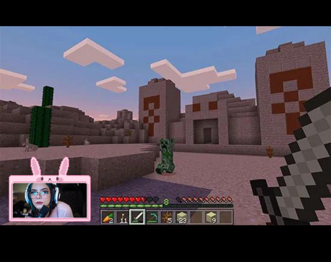 Twitch Kawaii Pixel Art Webcam Frame Custom Pink Bunny Cute Anime Lofi ...