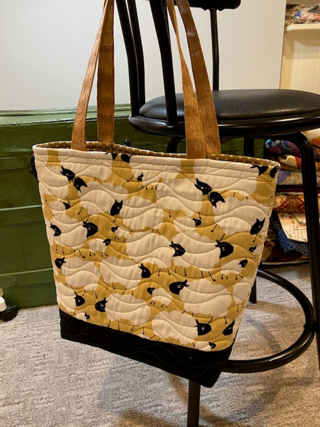 Handmade Quilted Tote With Pocket - Etsy