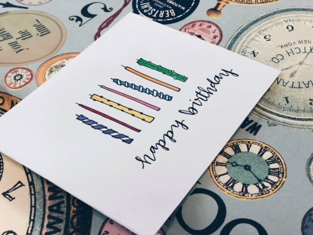 Happy Birthday Card Handwritten Handmade Custom Lettering - Etsy