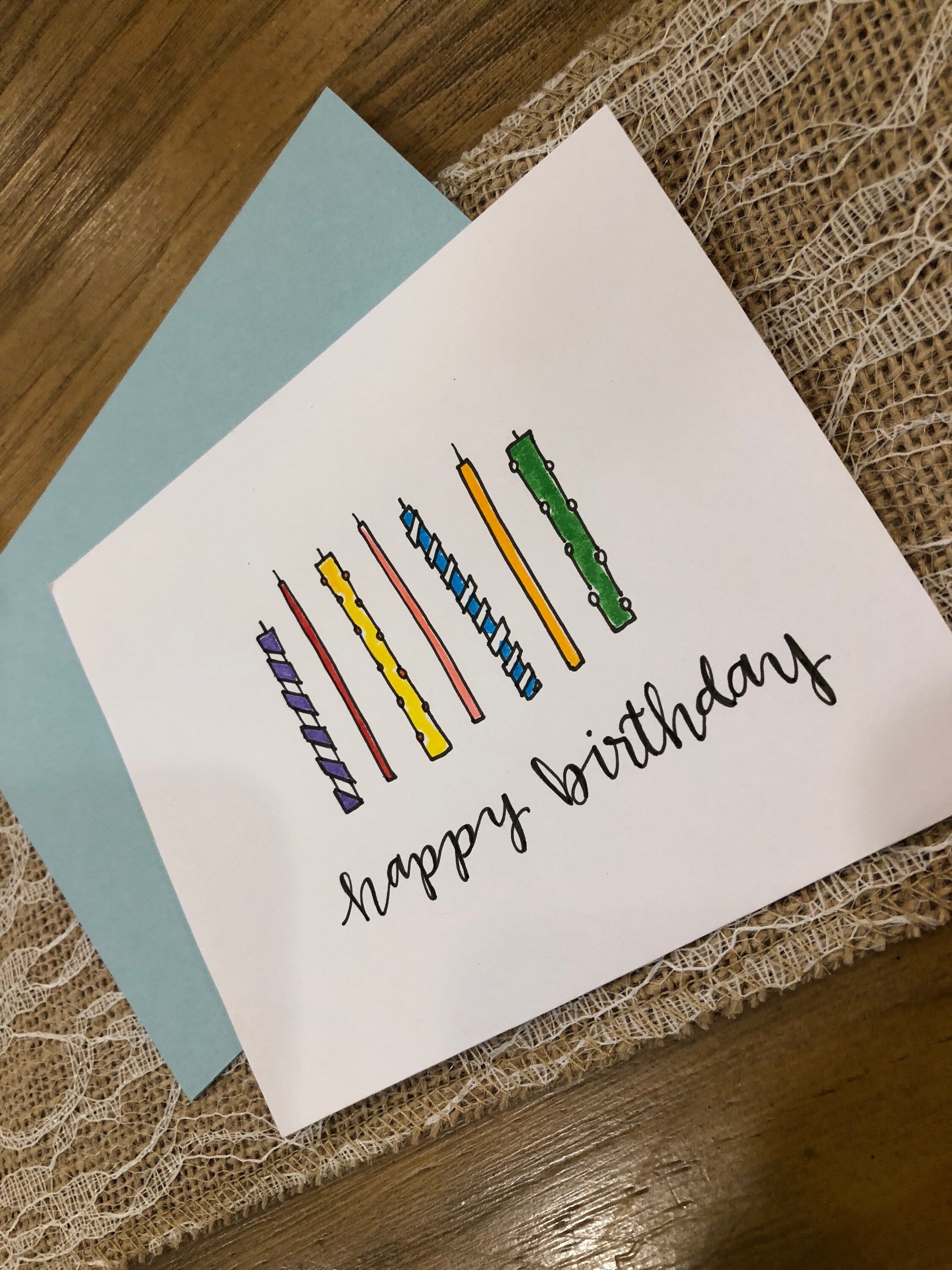 Happy Birthday Card Handwritten Handmade Custom Lettering - Etsy
