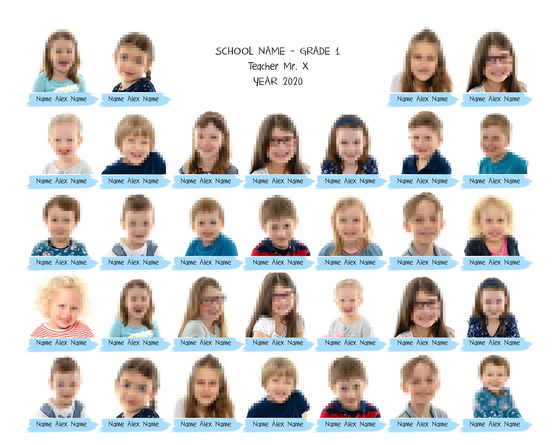 Custom Class Photo Collage Template for School Kindergarten - Etsy