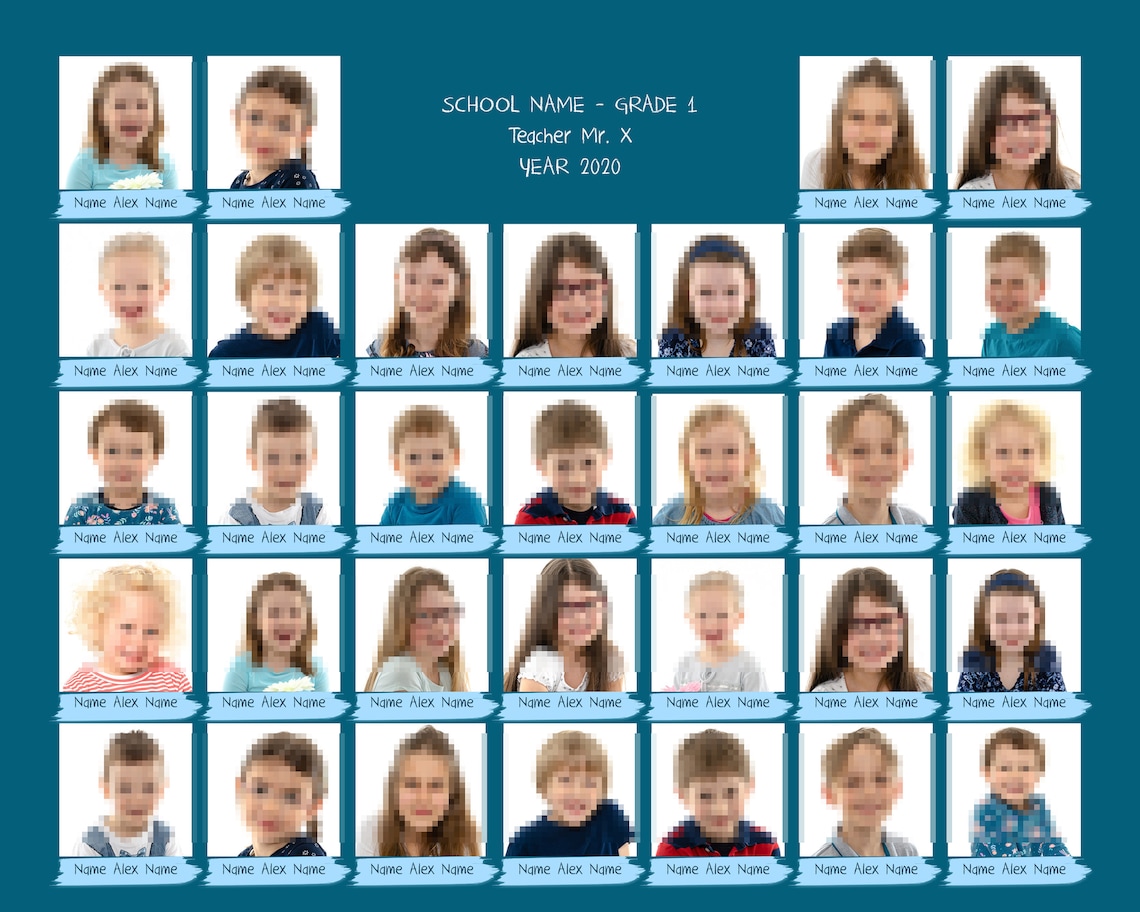 Custom Class Photo Collage Template for School Kindergarten - Etsy