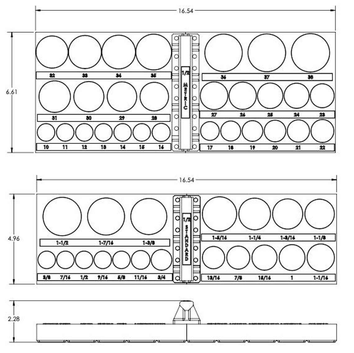 1/2 Drive Socket Trays NO SKIPS 3/8in - 1-1/2in & 10mm - 38mm ...