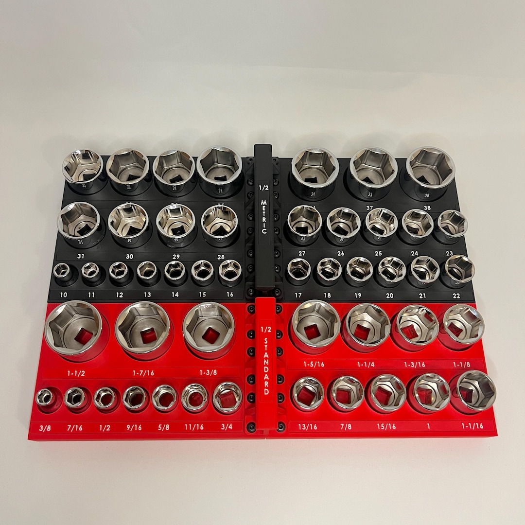 1/2 Drive Socket Trays NO SKIPS 3/8in - 1-1/2in & 10mm - 38mm ...