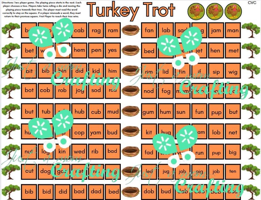 Phonics Turkey Trot Game - Etsy