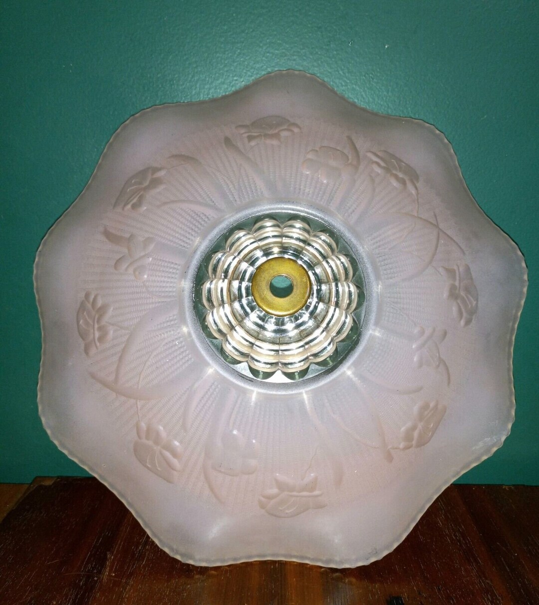 Pretty Pink Ruffled 12 VTG Deco Ceiling Light Shade MCM Detail - Etsy