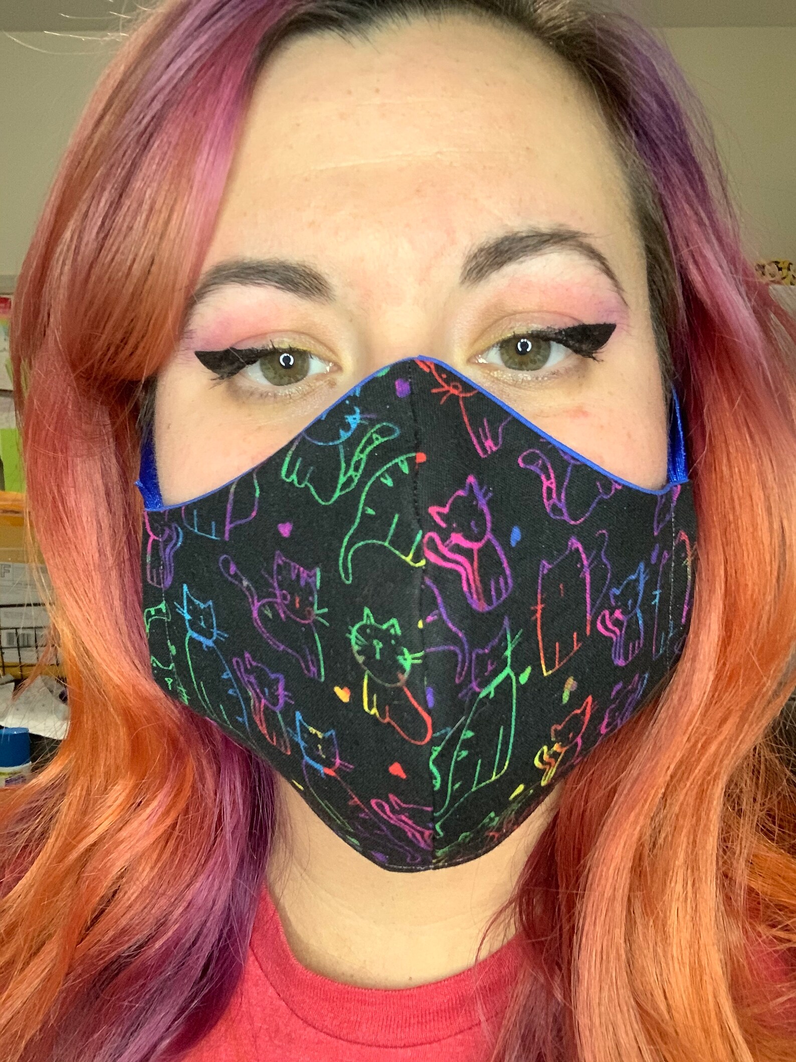 Rainbowed Cats Face Mask - Etsy