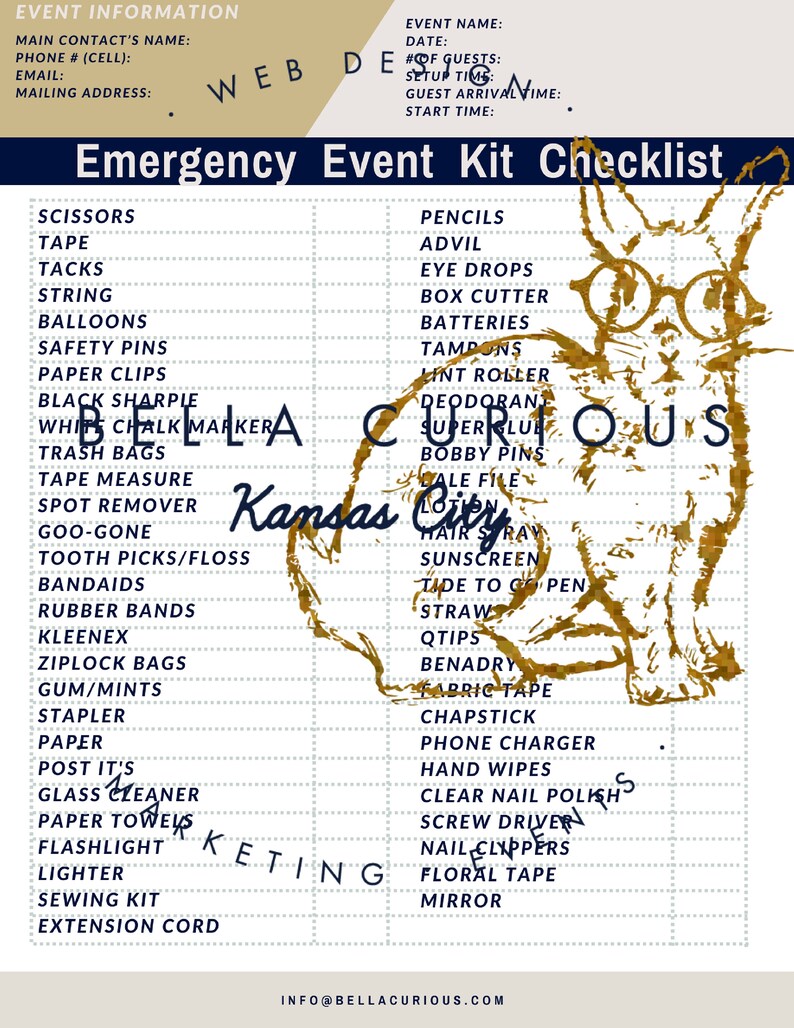 Emergency Event Kit Checklist - Etsy