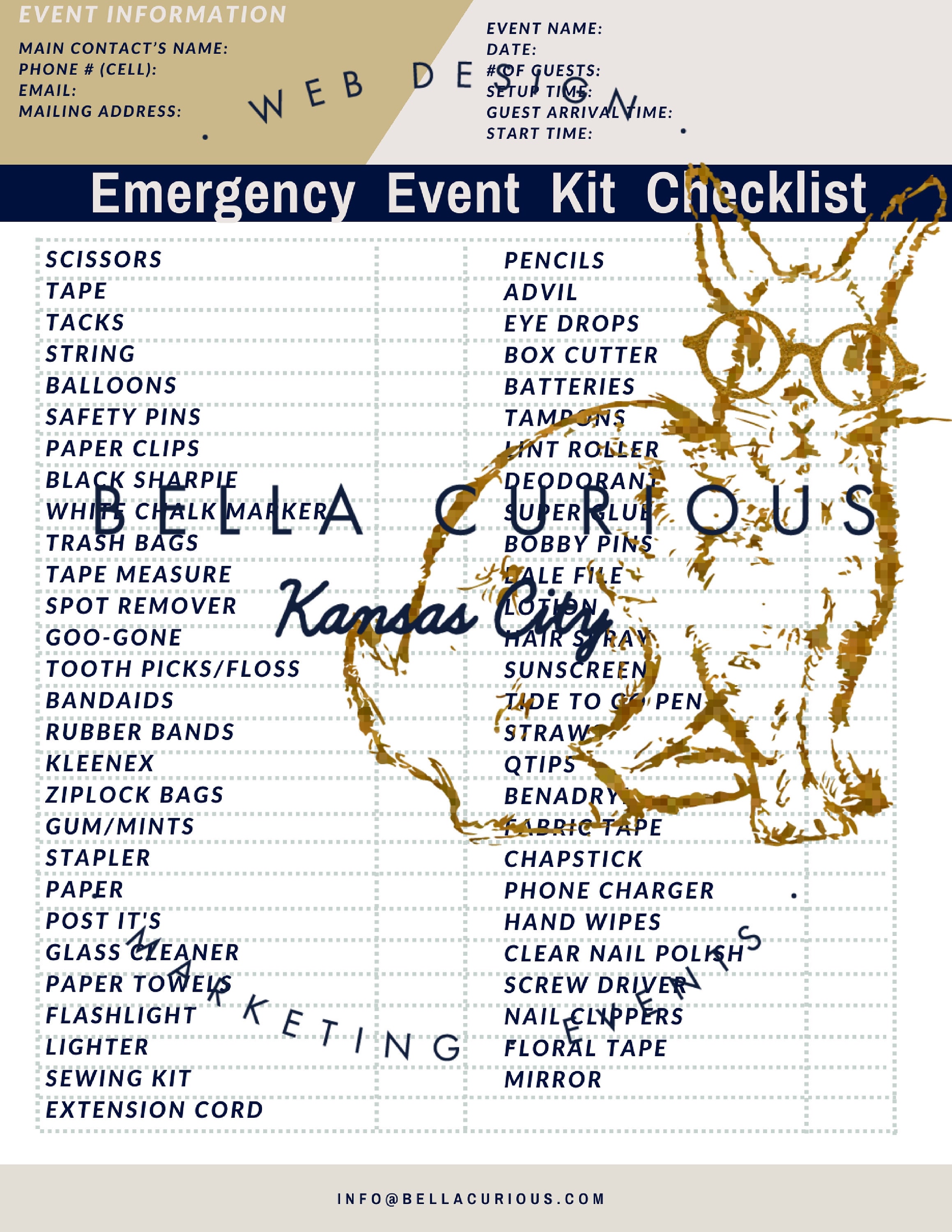 Emergency Event Kit Checklist - Etsy