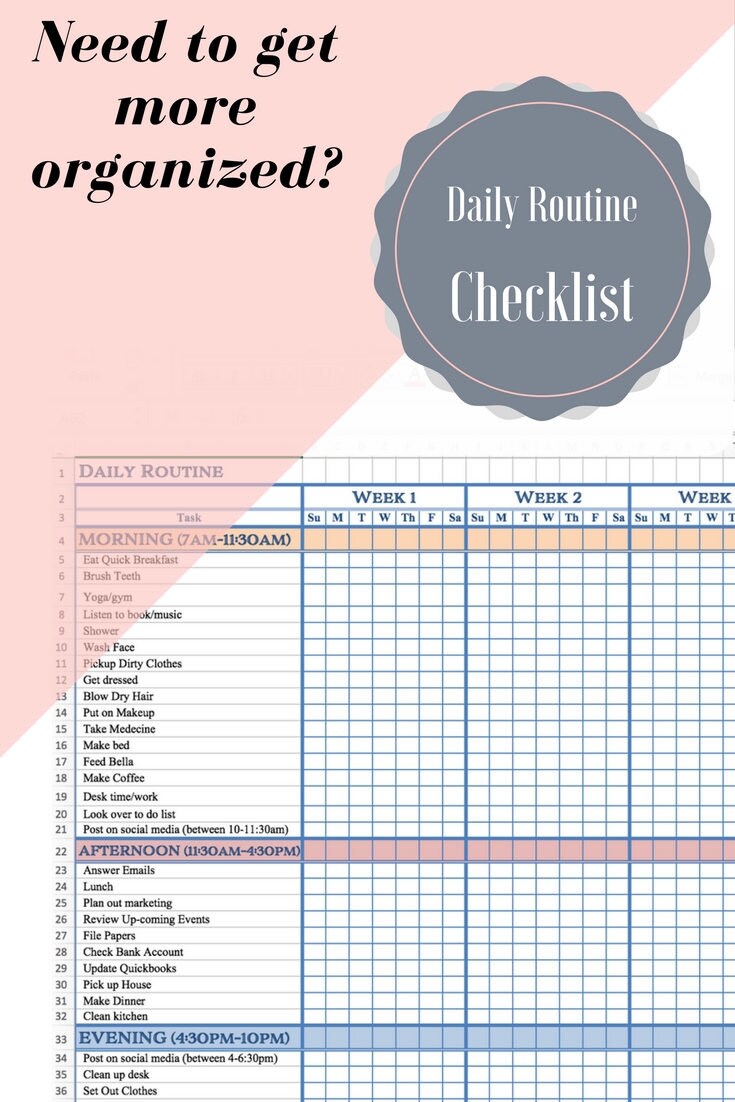Daily Routine Checklist - Etsy