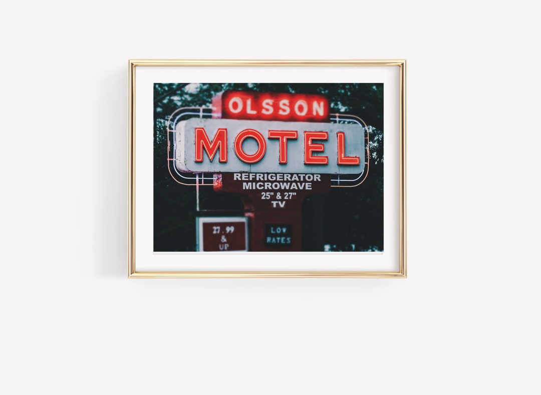 Retro Neon Olsson Motel Print: Mid-century Modern Wall Art - Etsy