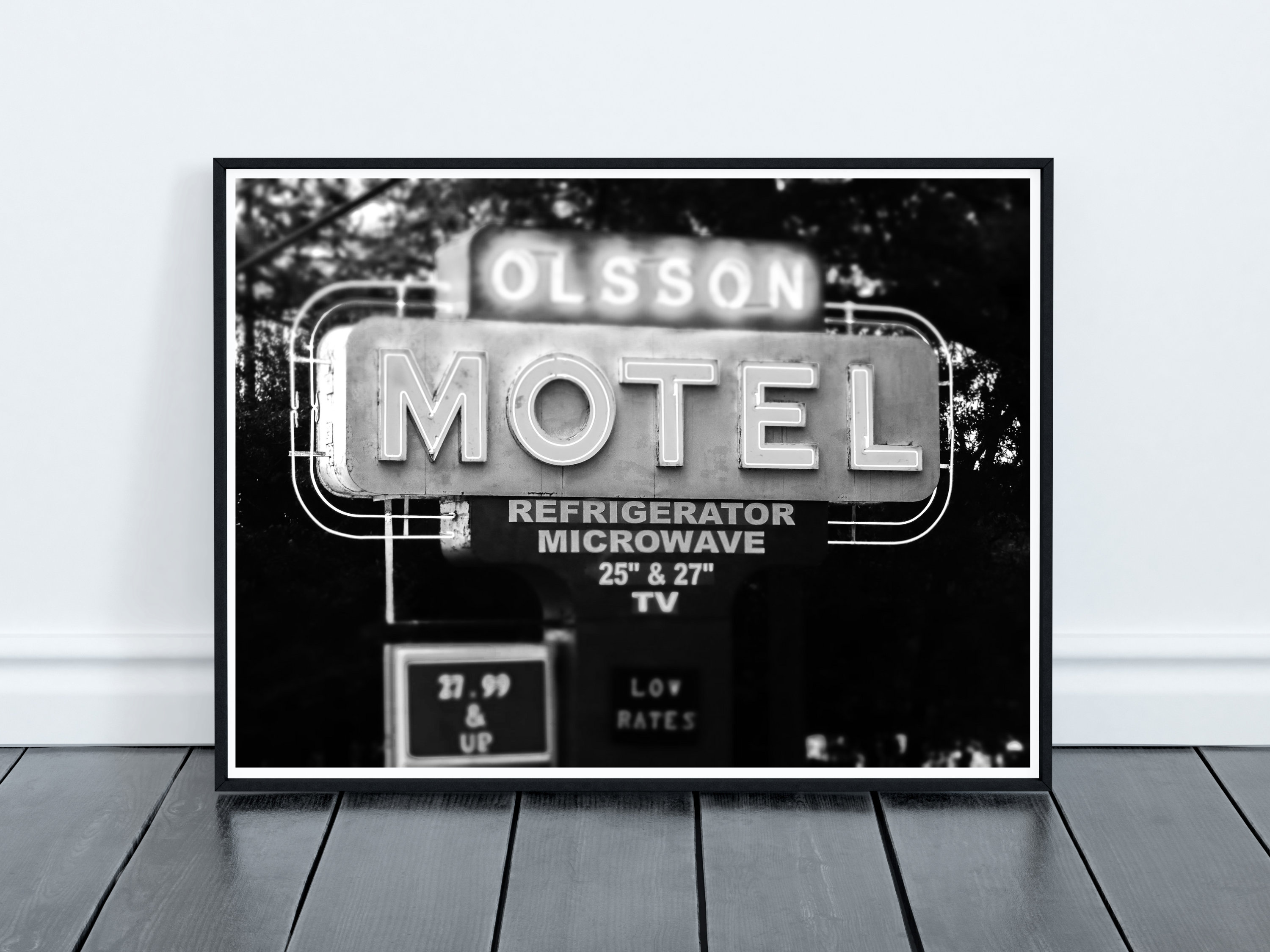 Retro Neon Olsson Motel Print: Mid-century Modern Wall Art - Etsy