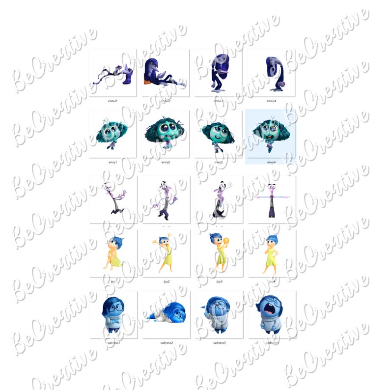 Inside Out 2 PNG Character Clipart: 36 Poses, Transparent Background ...