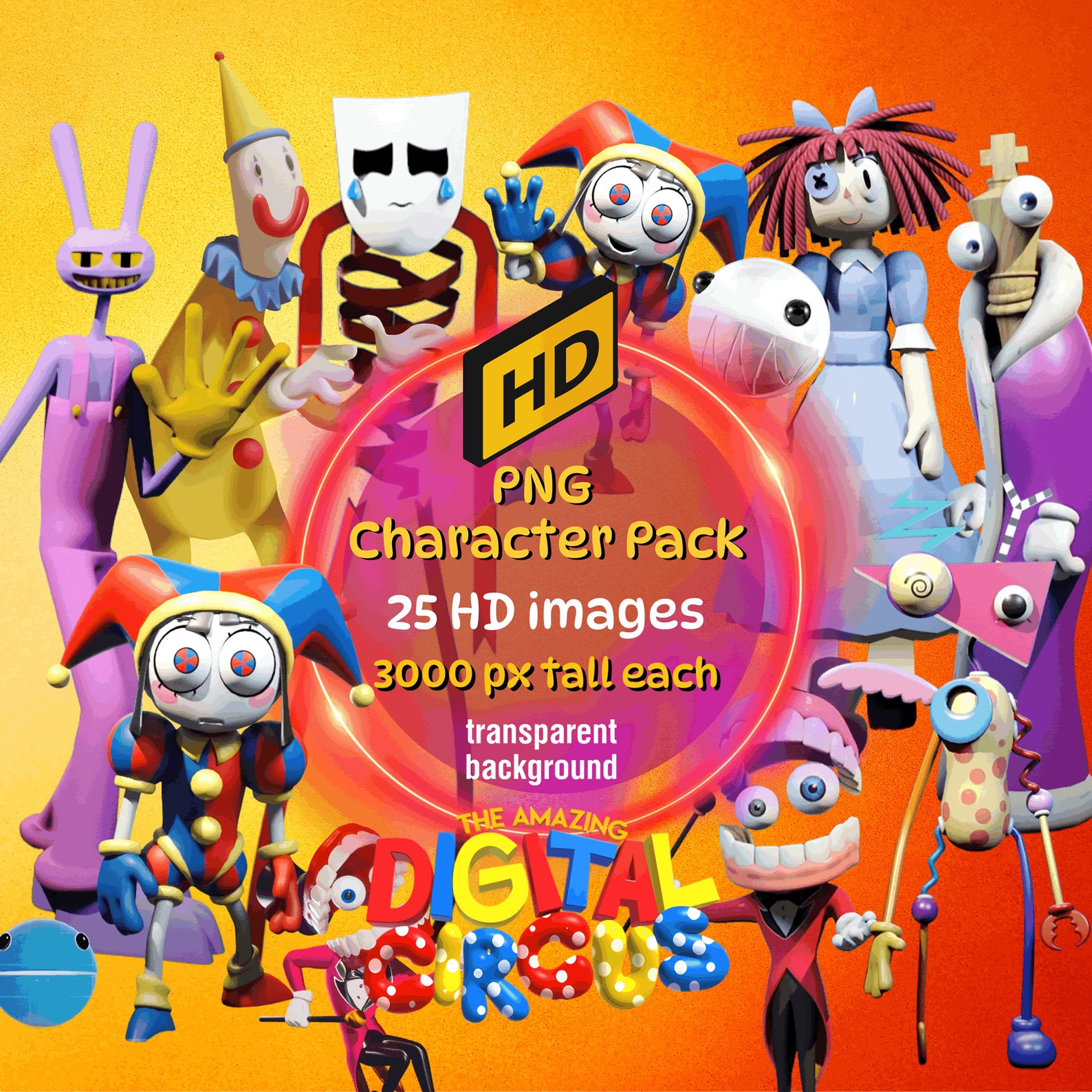 The Amazing Digital Circus Characters PNG Pack | 25 HD Images | Approx ...