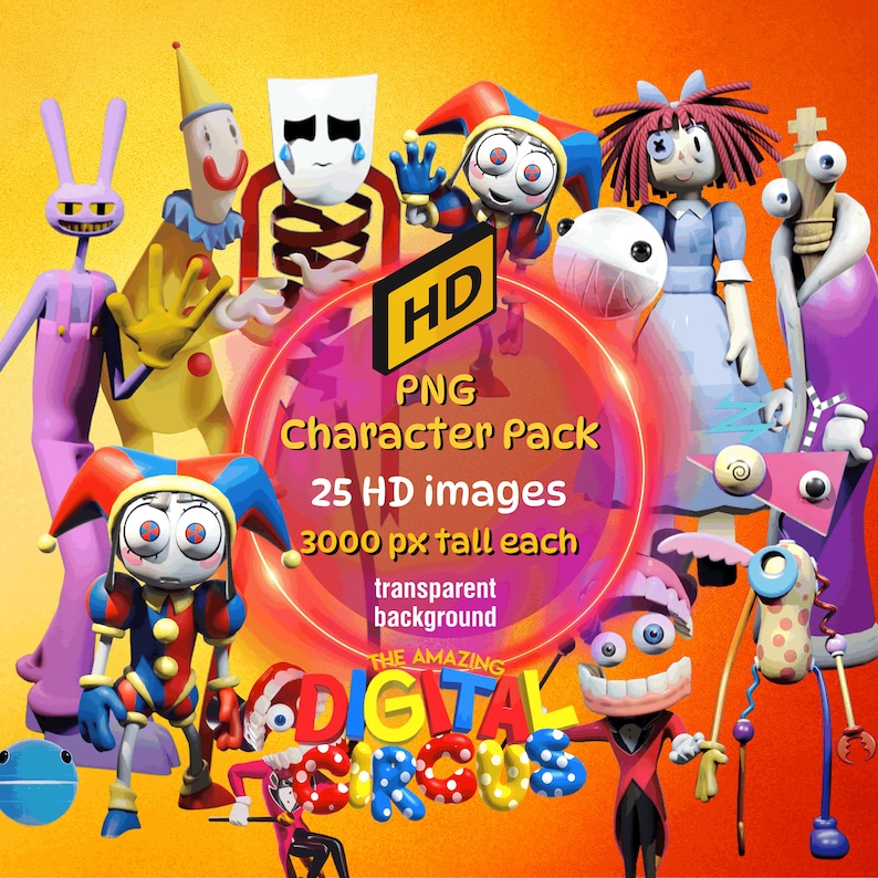 The Amazing Digital Circus Characters PNG Pack | 25 HD Images | Approx ...