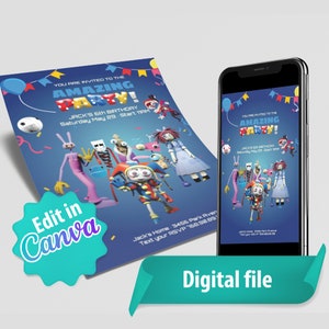 Editable Circus Invitation on Canva the Amazing Digital Circus Theme ...