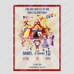 Editable TADC Invitation on Canva the Amazing Digital Circus Theme DIY ...