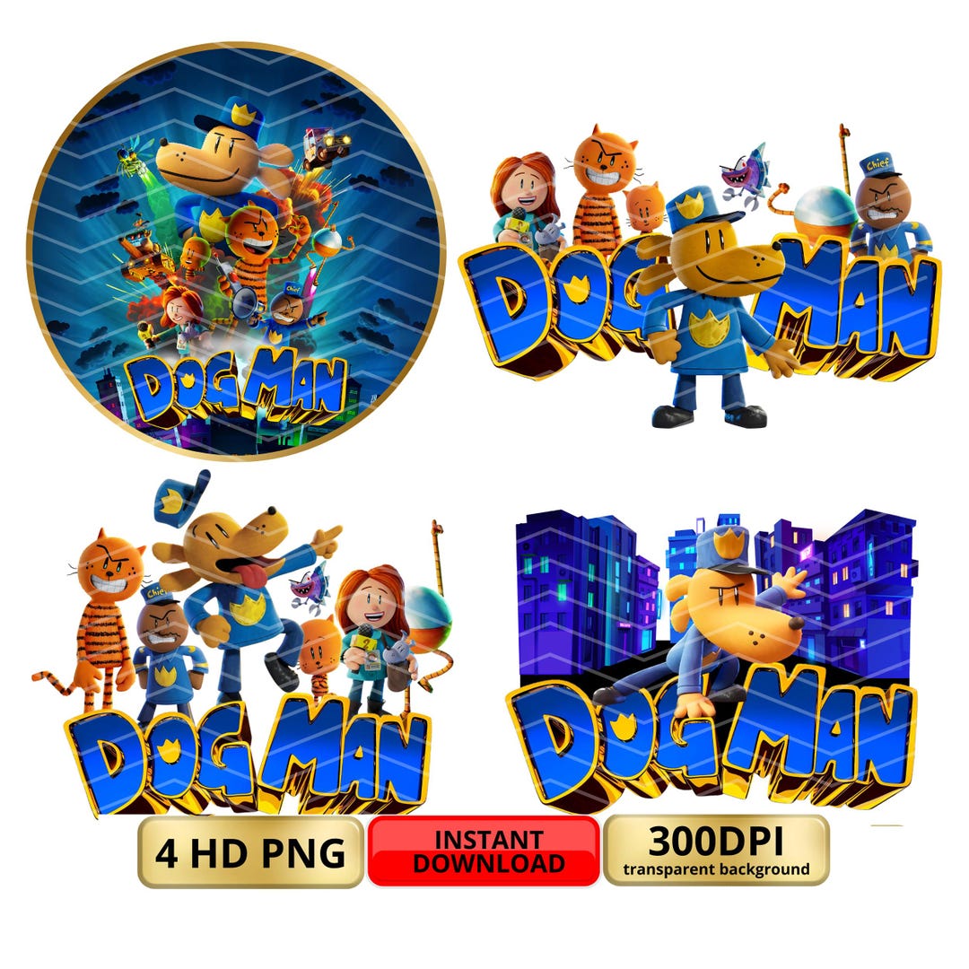 Dog Man Characters PNG Bundle - 4 HD Images, 300 DPI, Transparent ...