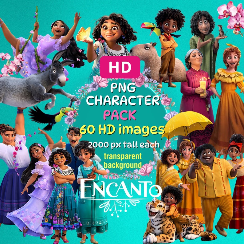 Encanto PNG Character Pack: 60 HD Images + 5 Posters - Etsy