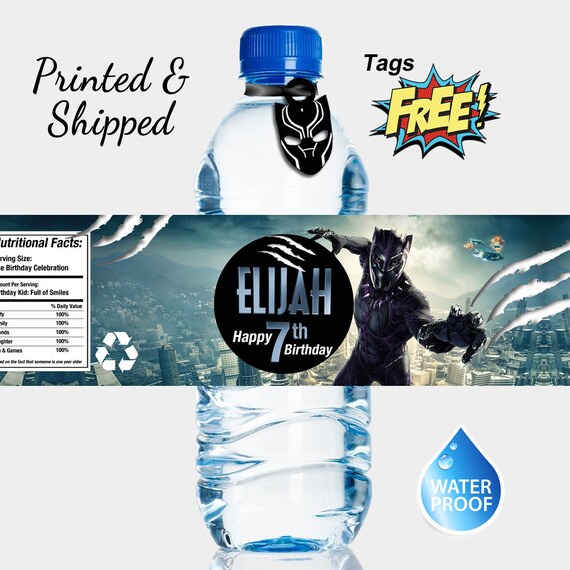 Black Panther Water Bottle Labels Personalized Printed And Etsy